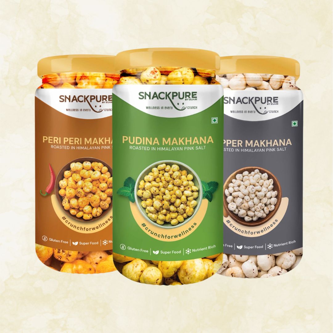 Combo Pudina Makhana Peri Peri Makhana Pepper Makhana 75g Each